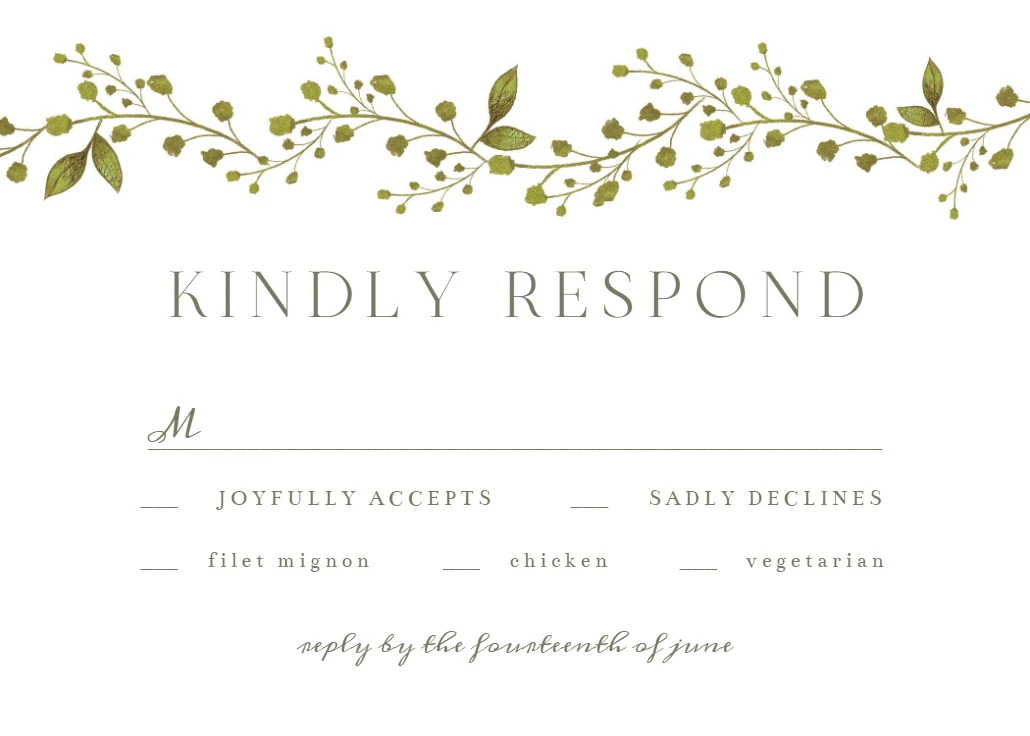 Green Leaf Border - Wedding Invitation Template (Free) | Greetings Island