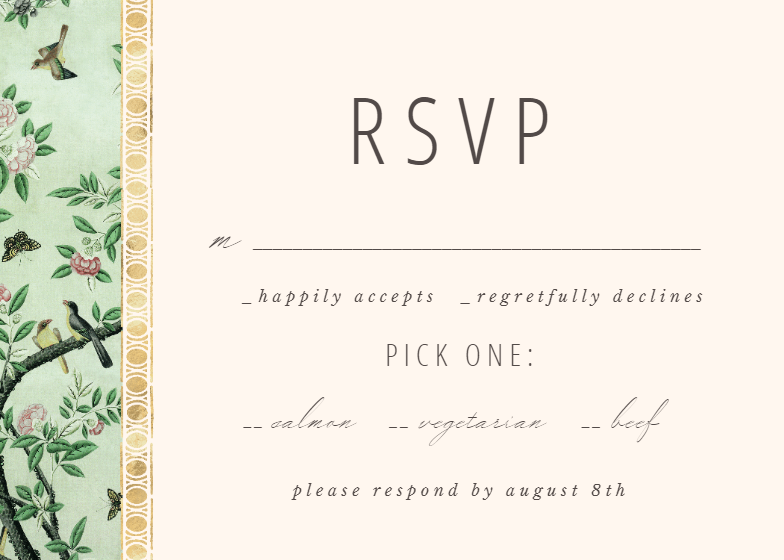 Green Vintage Textile - RSVP Card Template (Free) | Greetings Island