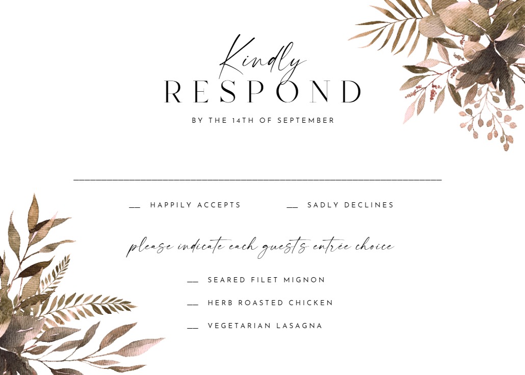 Greenery Border - RSVP card Template (Free) | Greetings Island