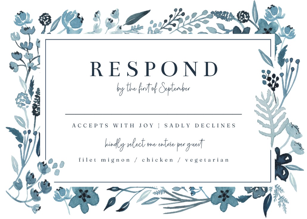 Indigo Flower Border - Wedding Invitation Template (Free) | Greetings Island