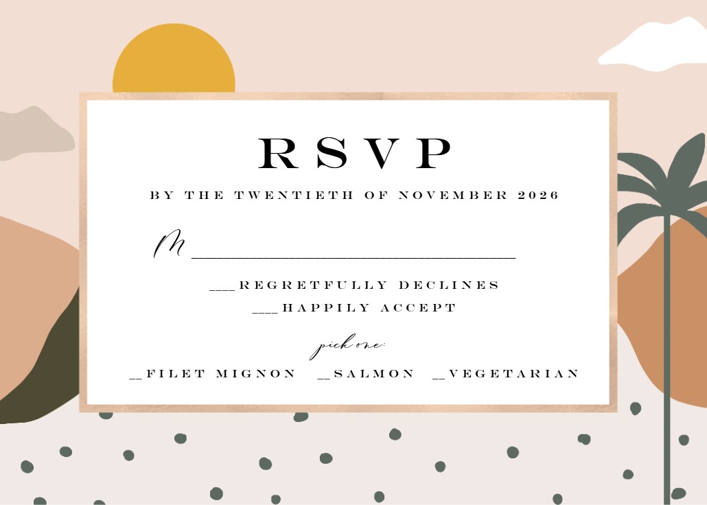 Oasis - RSVP card Template (Free) | Greetings Island
