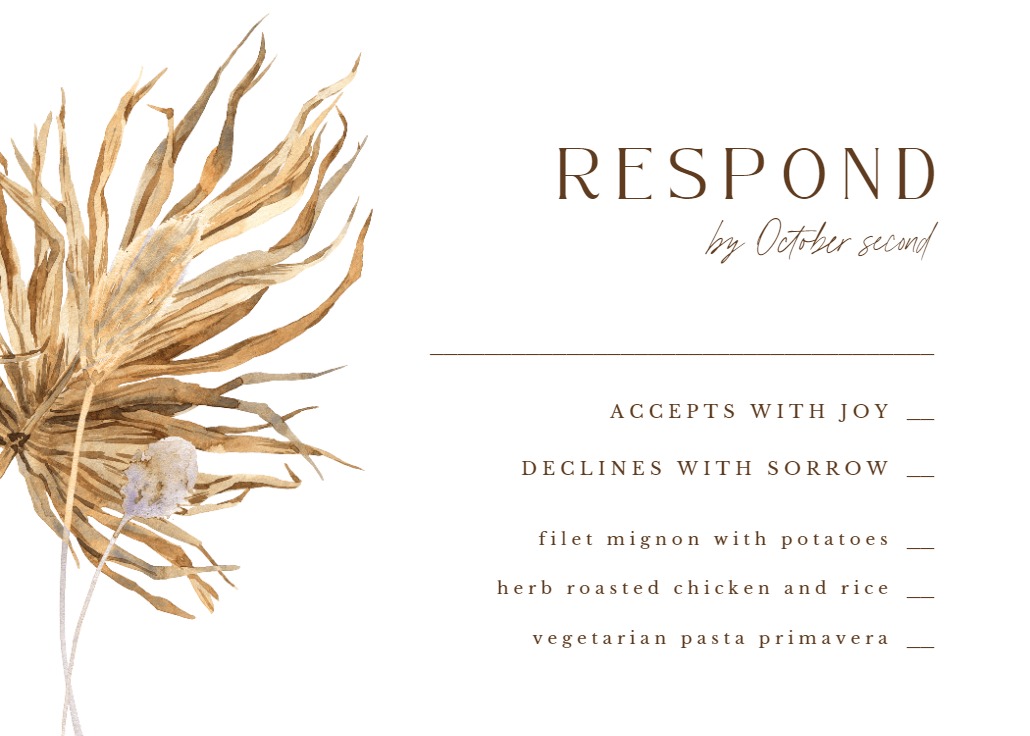 Papyrus And Pampas - Wedding Invitation Template (Free) | Greetings Island