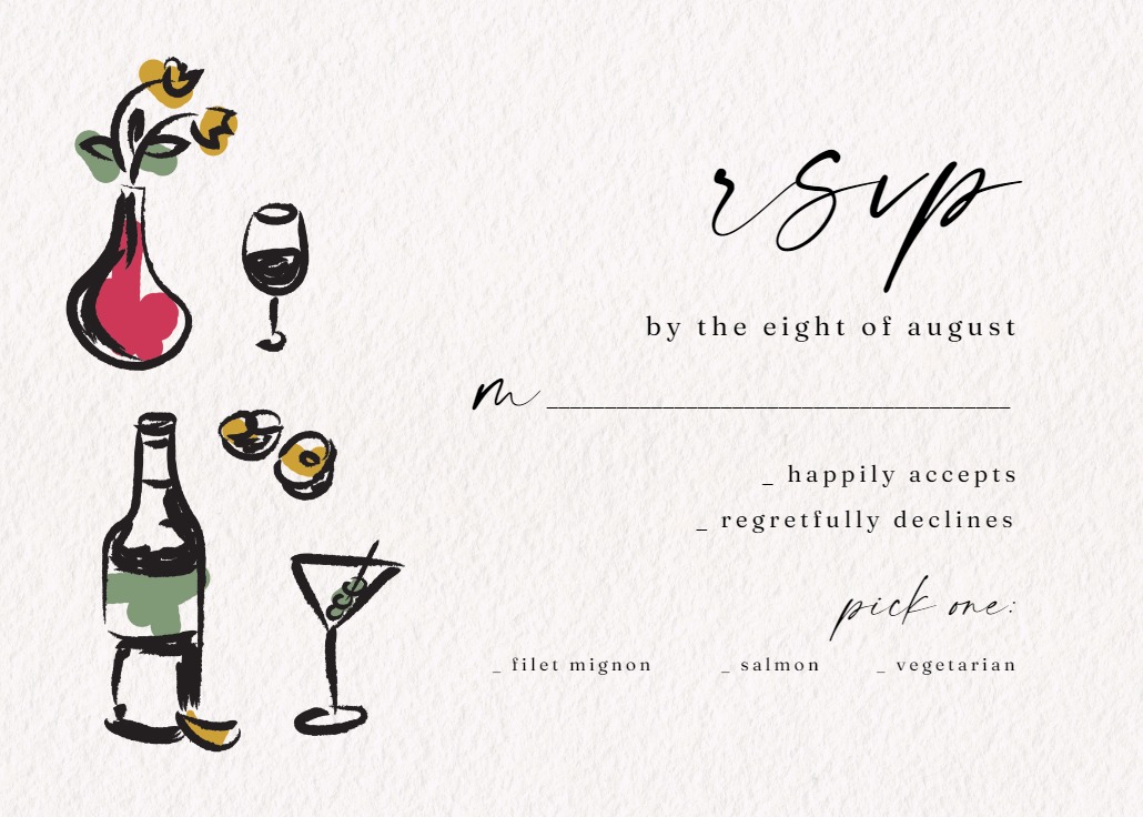 Pen and ink - RSVP card Template (Free) | Greetings Island