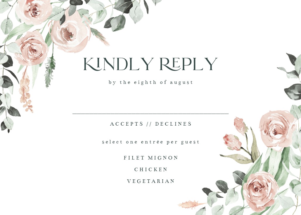 Rosey Roses Corner - RSVP card Template (Free) | Greetings Island