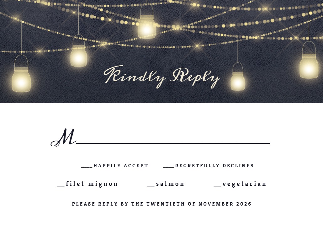 Sparkling mason jar lights - RSVP card Template (Free) | Greetings Island