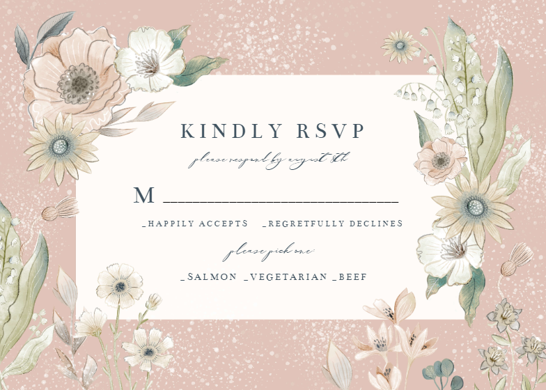 Whimsical blush - RSVP card Template (Free) | Greetings Island
