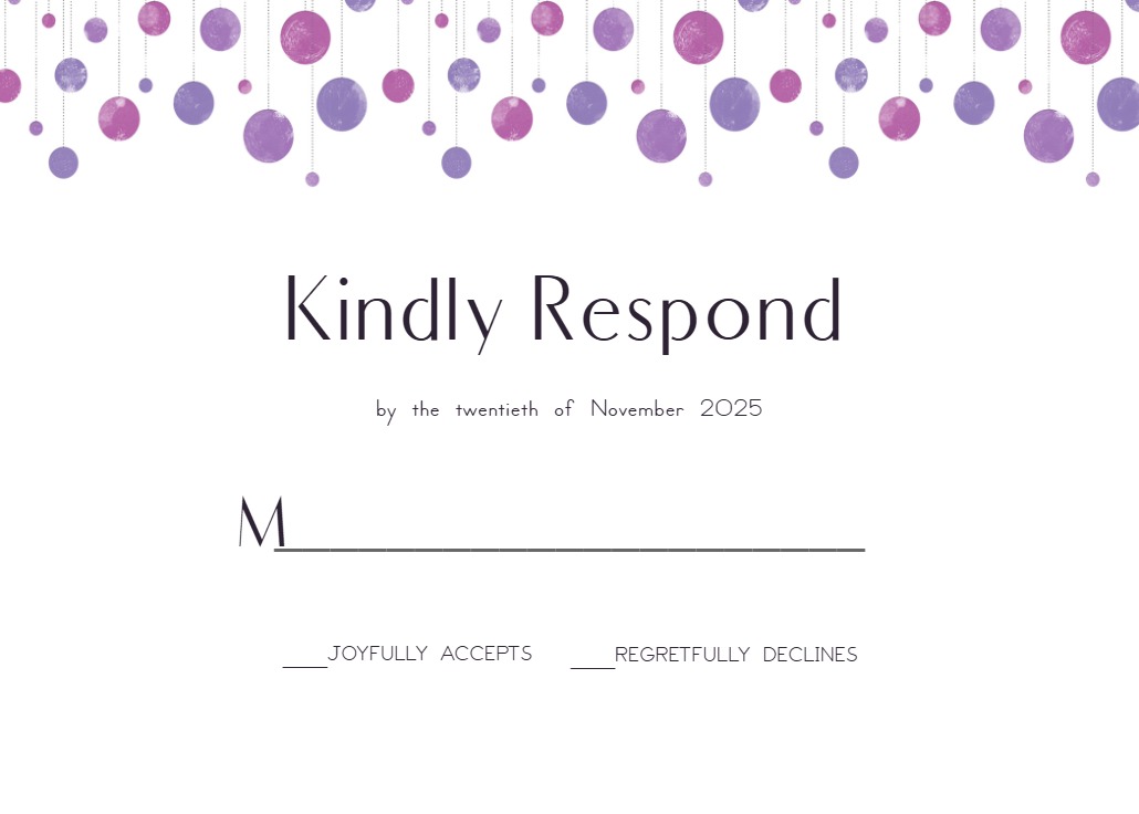 Suspended Circles - RSVP card Template (Free) | Greetings Island