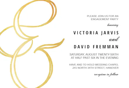 Ampersand Gold - Engagement Party Invitation Template (Free ...
