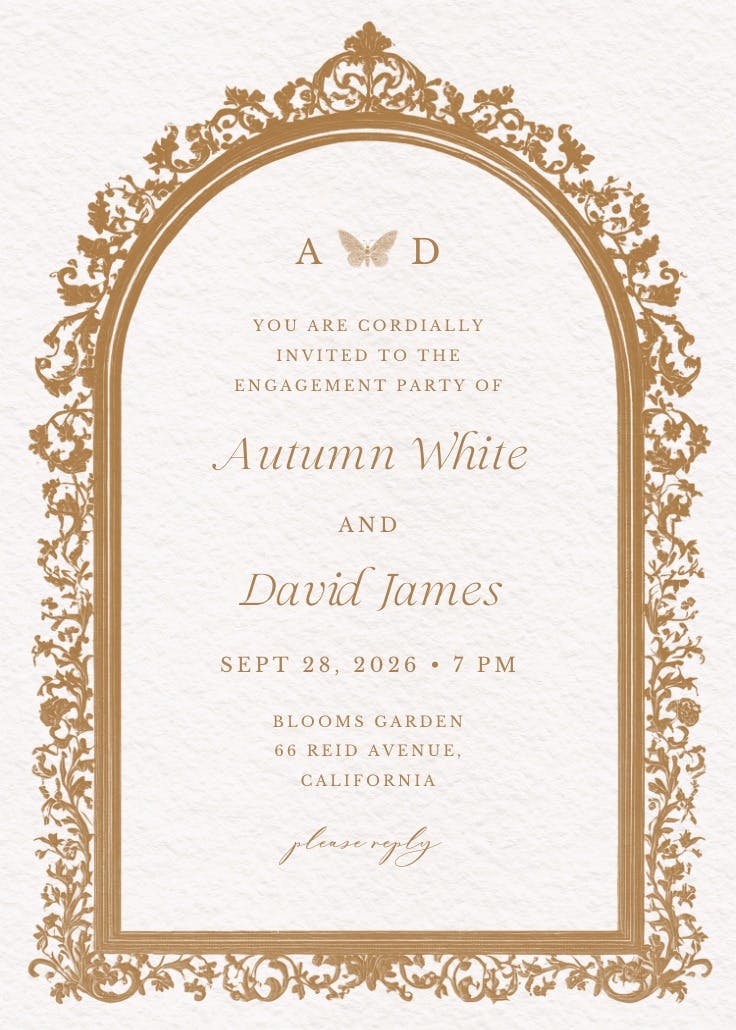 Baroque Frame - Engagement Party Invitation Template (Free) | Greetings ...
