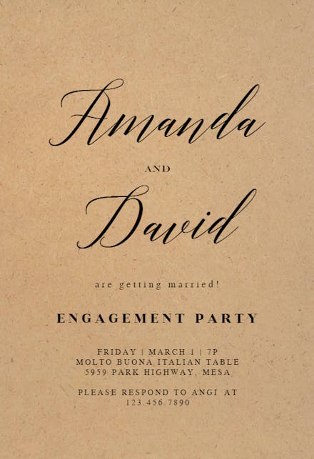 Big Script - Engagement Party Invitation Template (Free) | Greetings Island