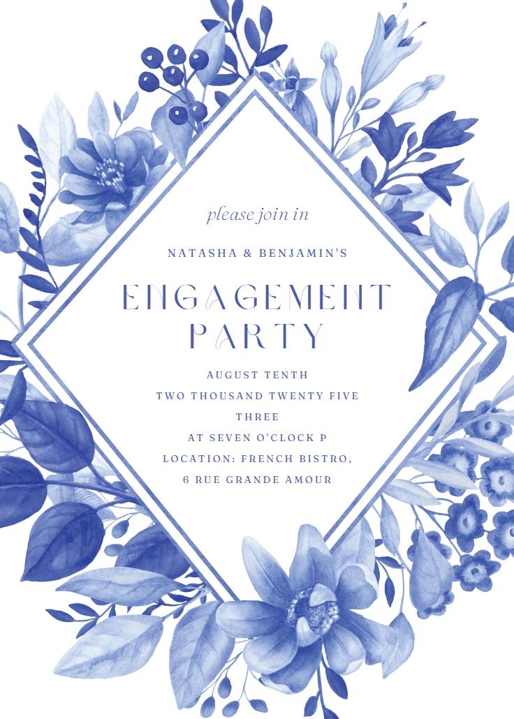 White And Blue - Engagement Party Invitation Template (Free ...