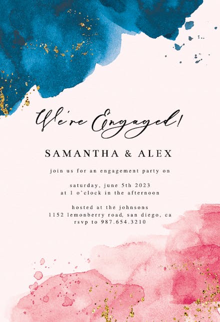 Blue Vs Pink - Engagement Party Invitation Template | Greetings Island