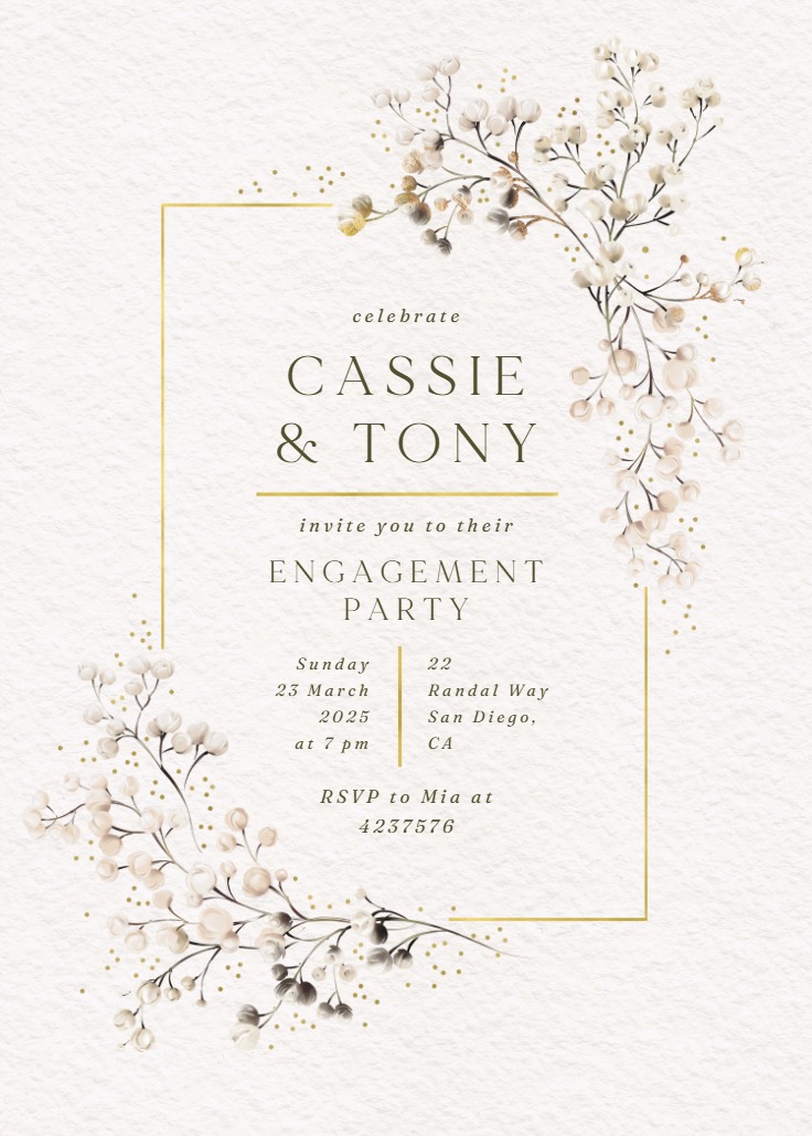 Surrounded by blooms - Engagement Party Invitation Template | Greetings ...