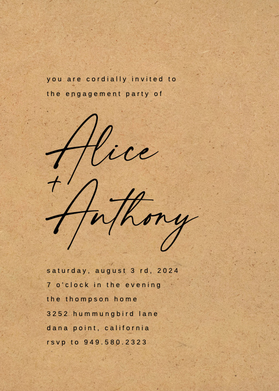 Calligraphy names - Engagement Party Invitation Template (Free ...