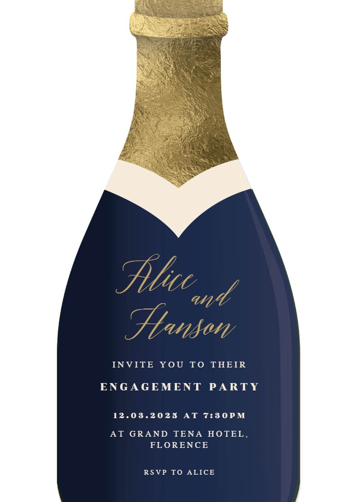 Champagne - Engagement Party Invitation Template (Free) | Greetings Island