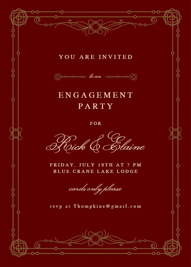 Classic Border - Engagement Party Invitation Template (Free ...