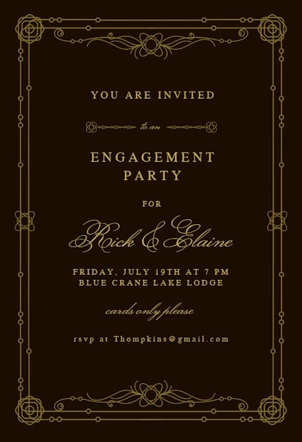 Classic Border - Engagement Party Invitation Template (Free ...