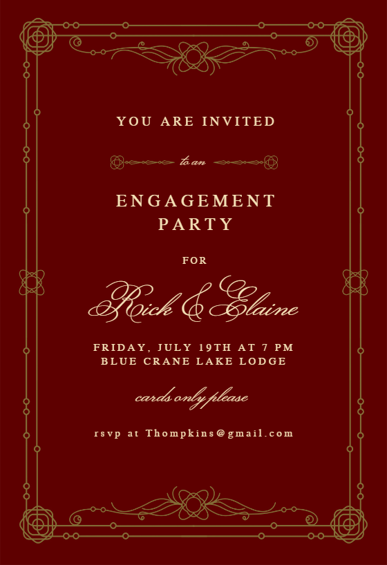 Classic Border - Engagement Party Invitation Template (Free ...