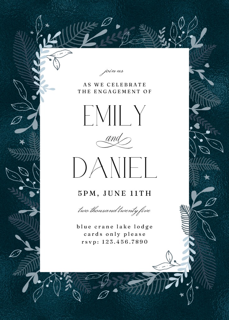 Cream Floral Border - Engagement Party Invitation Template (Free ...