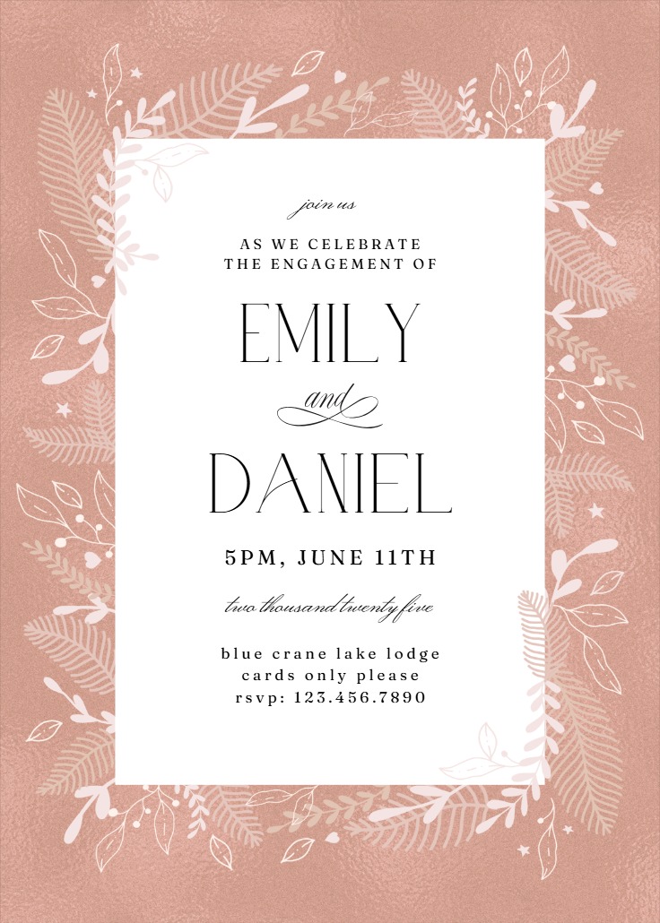 Cream Floral Border - Engagement Party Invitation Template (Free ...