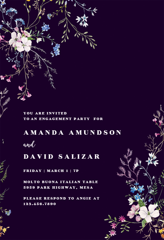 Flower Bouquet - Engagement Party Invitation Template (Free ...