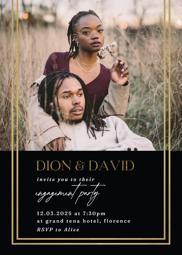 Fancy Frame - Engagement Party Invitation Template (Free) | Greetings ...