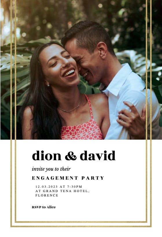 Fancy Frame - Engagement Party Invitation Template (Free) | Greetings ...
