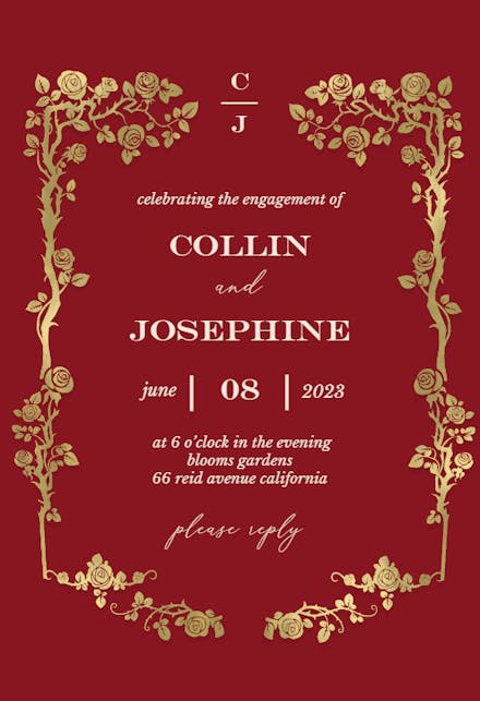 Floral Frame - Engagement Party Invitation Template | Greetings Island