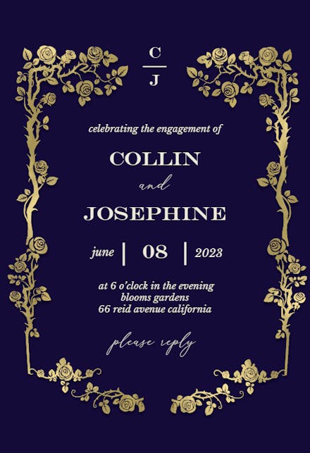 Floral Frame - Engagement Party Invitation Template | Greetings Island