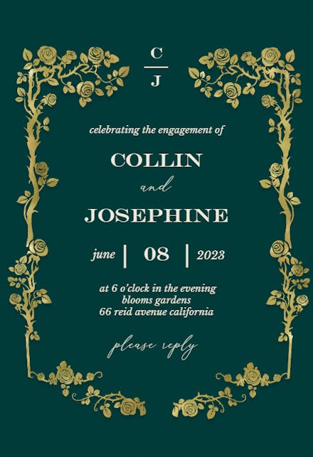 Floral Frame - Engagement Party Invitation Template | Greetings Island