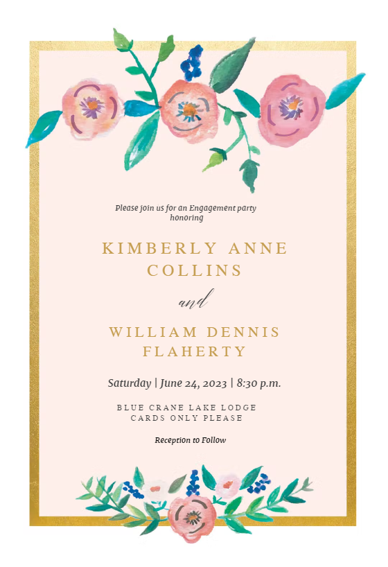 Spring Border - Engagement Party Invitation Template (Free) | Greetings ...