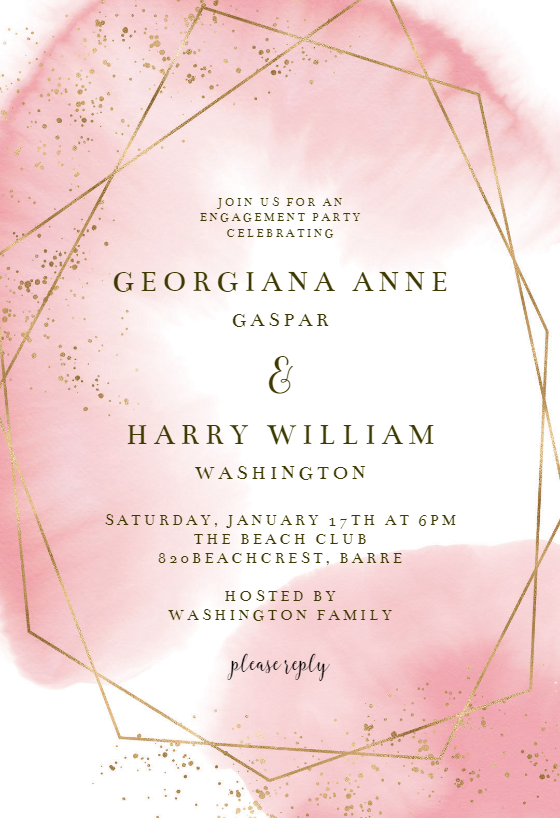 Gold polygon - Engagement Party Invitation Template | Greetings Island
