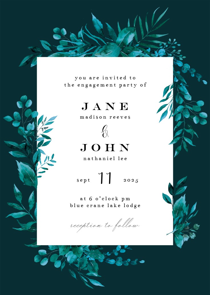 Greenery Border - Engagement Party Invitation Template | Greetings Island