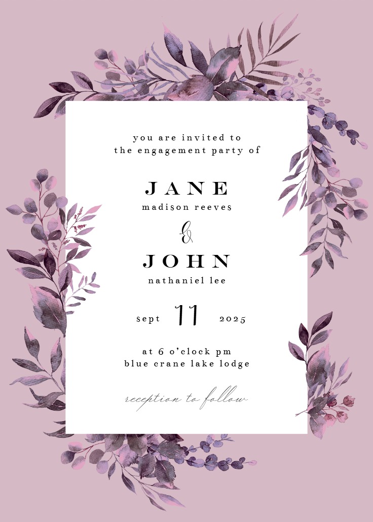 Greenery Border - Engagement Party Invitation Template | Greetings Island