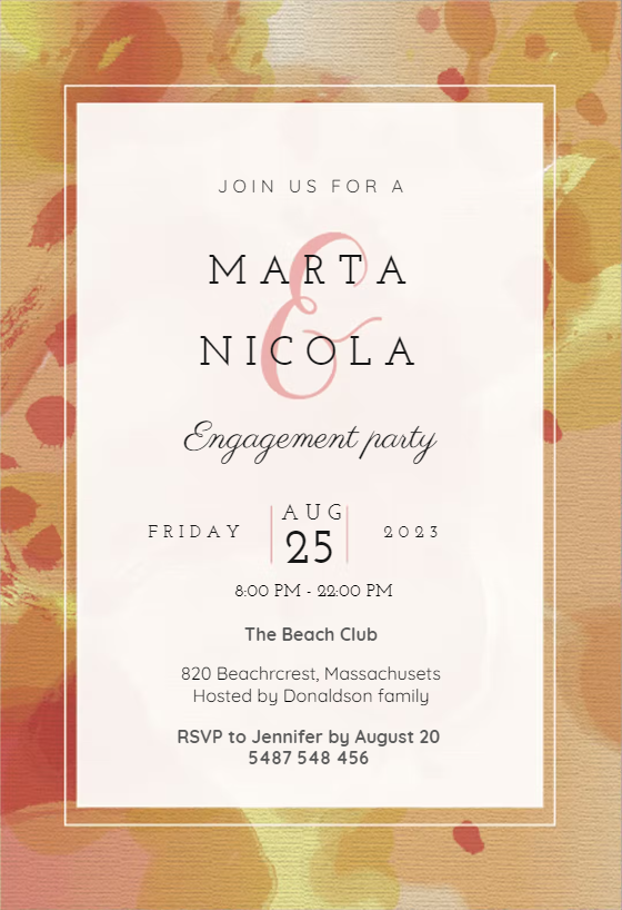 Inked Frame - Engagement Party Invitation Template (Free) | Greetings ...