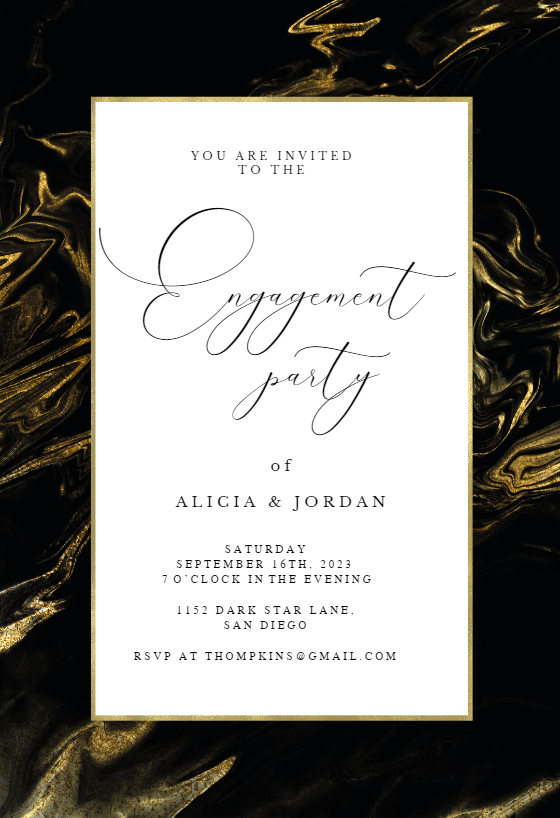 Marble Frame - Engagement Party Invitation Template | Greetings Island