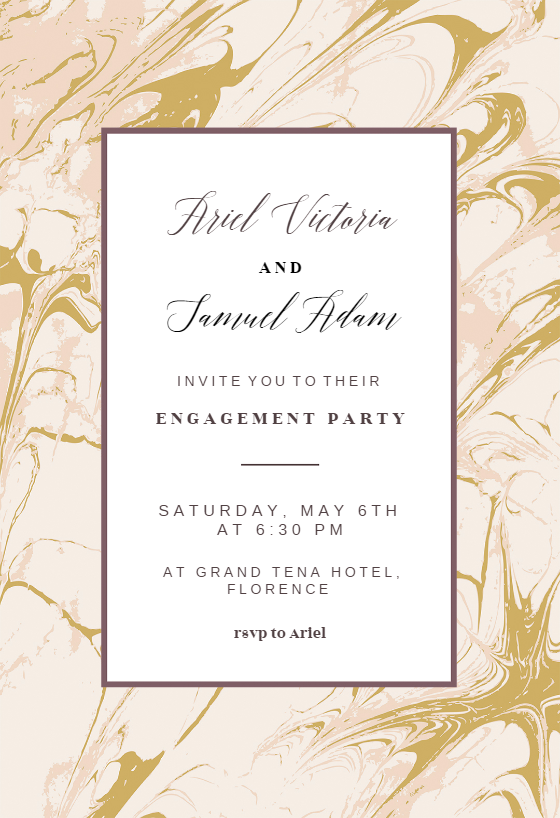 Marble - Engagement Party Invitation Template (Free) | Greetings Island