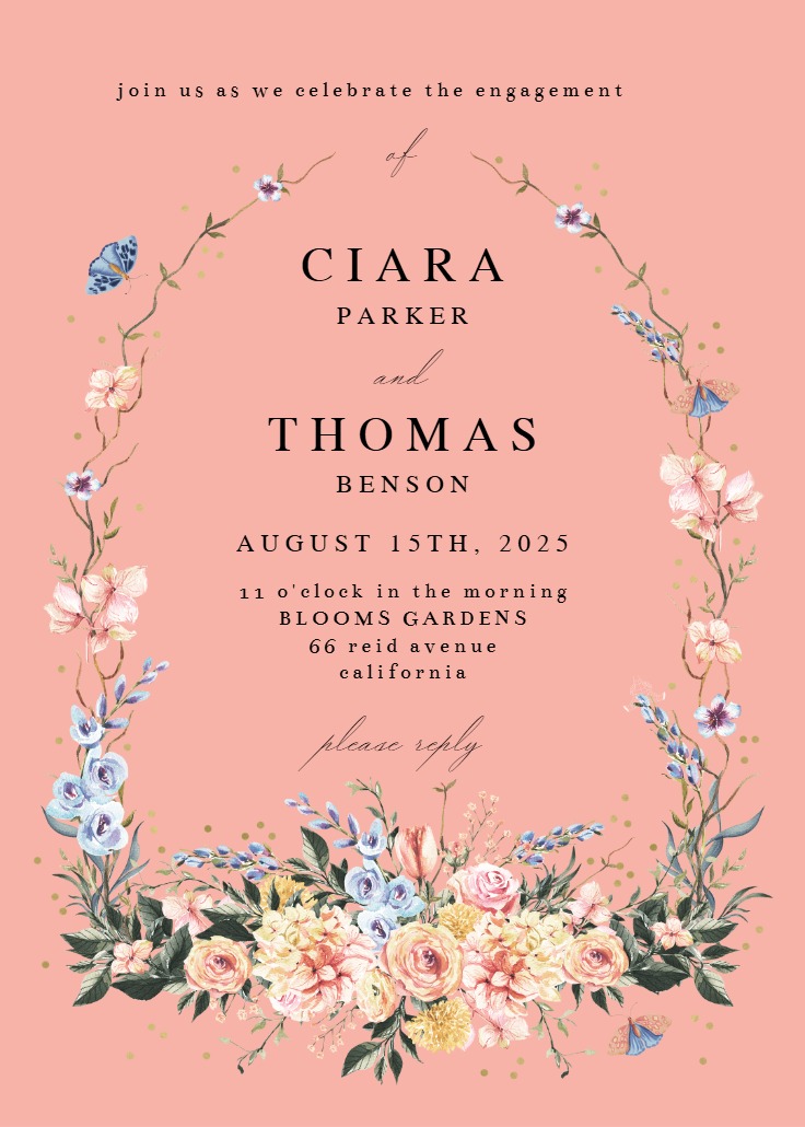 Spring Dusty Frame - Engagement Party Invitation Template | Greetings ...