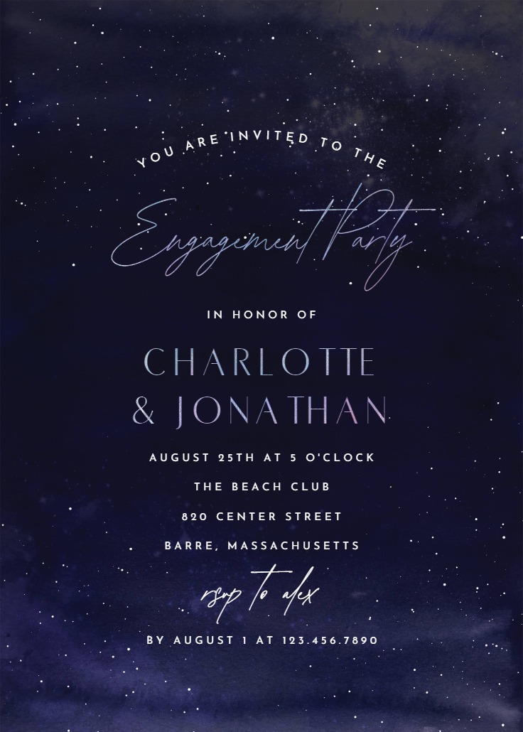 Starry Night - Engagement Party Invitation Template | Greetings Island
