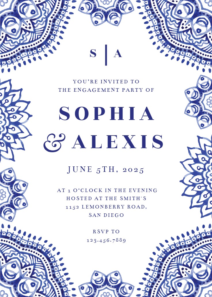 White and Blue - Engagement Party Invitation Template (Free ...