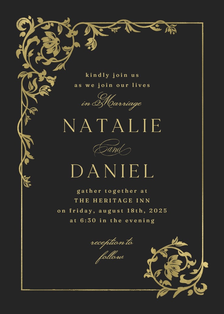 Ancient Decorations - Wedding Invitation Template (Free) | Greetings Island