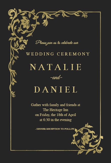 Ancient Decorations - Wedding Invitation Template (Free) | Greetings Island