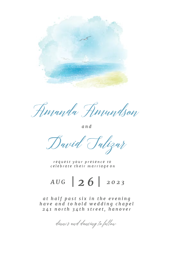Beach Wedding - Wedding Invitation Template (Free) | Greetings Island