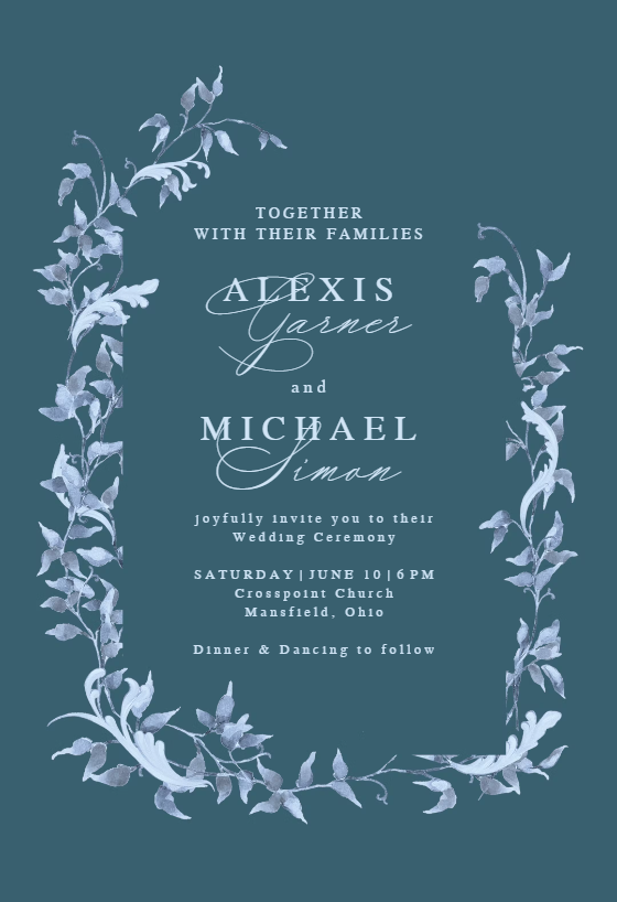Blue winter wreath - Wedding Invitation Template | Greetings Island