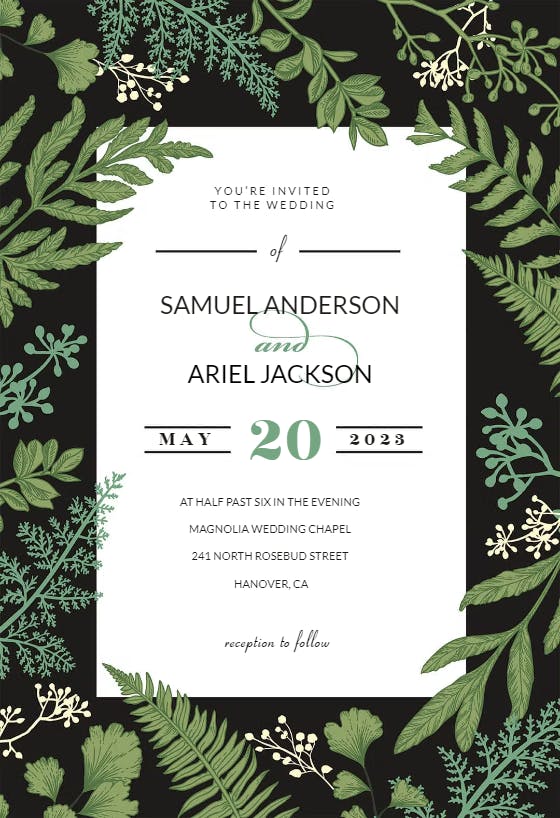 Botany Final - Wedding Invitation Template (Free) | Greetings Island