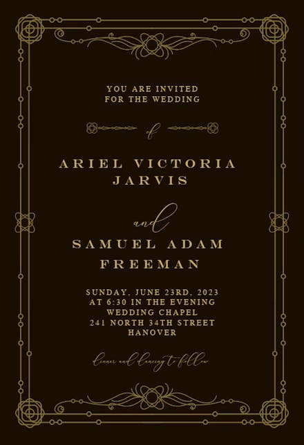 Classic Border - Wedding Invitation Template (Free) | Greetings Island