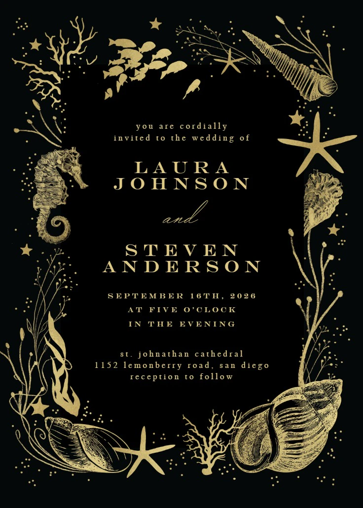 Coral reef - Wedding Invitation Template (Free) | Greetings Island