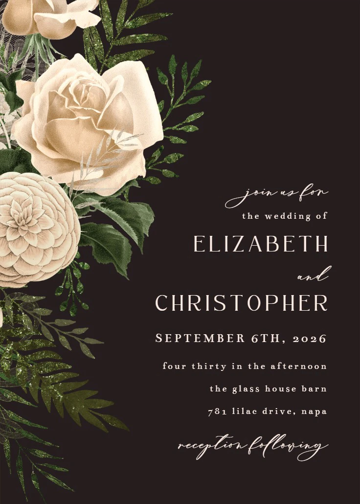 Cream Bouquets - Wedding Invitation Template | Greetings Island
