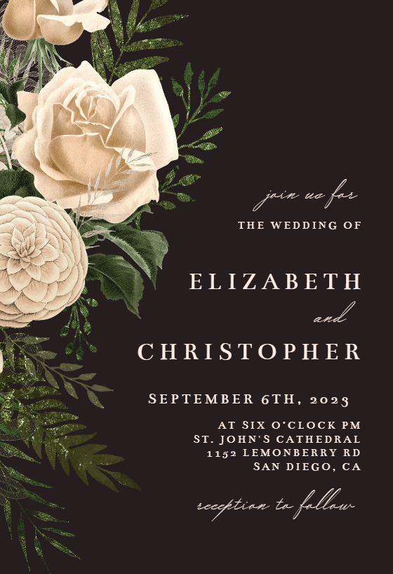 Cream Bouquets - Wedding Invitation Template | Greetings Island