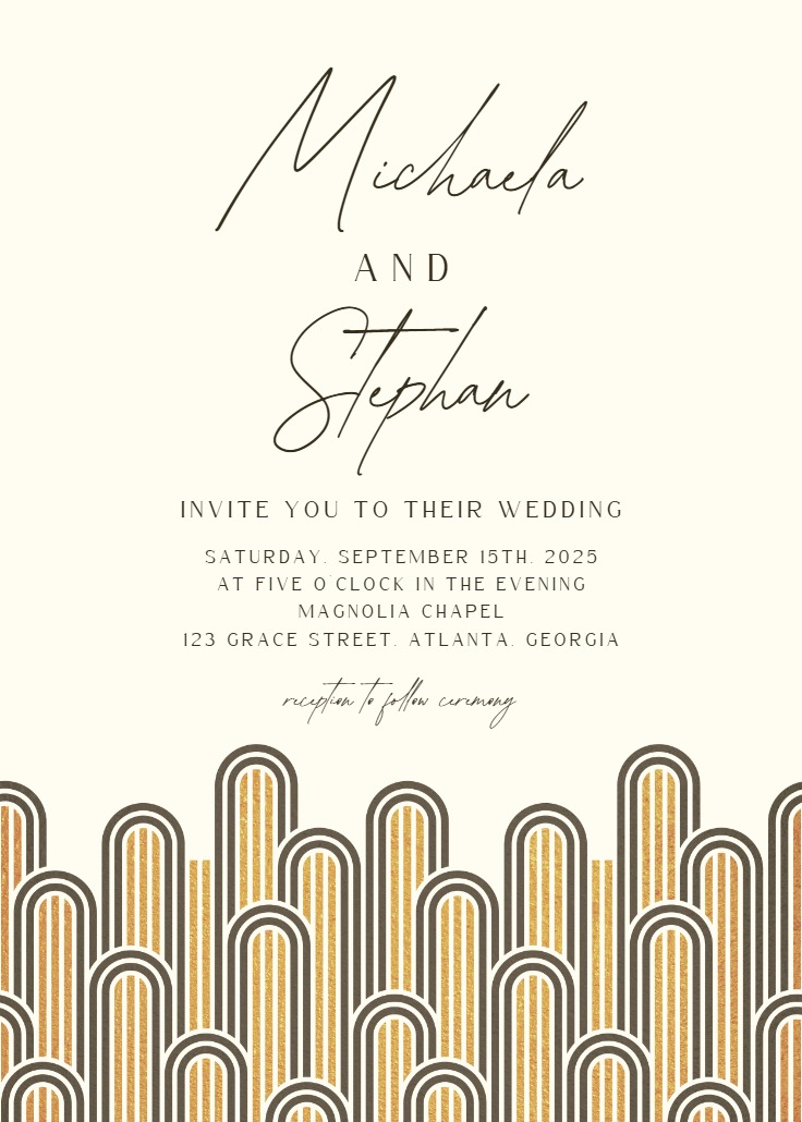 Deco Arches - Wedding Invitation Template (Free) | Greetings Island